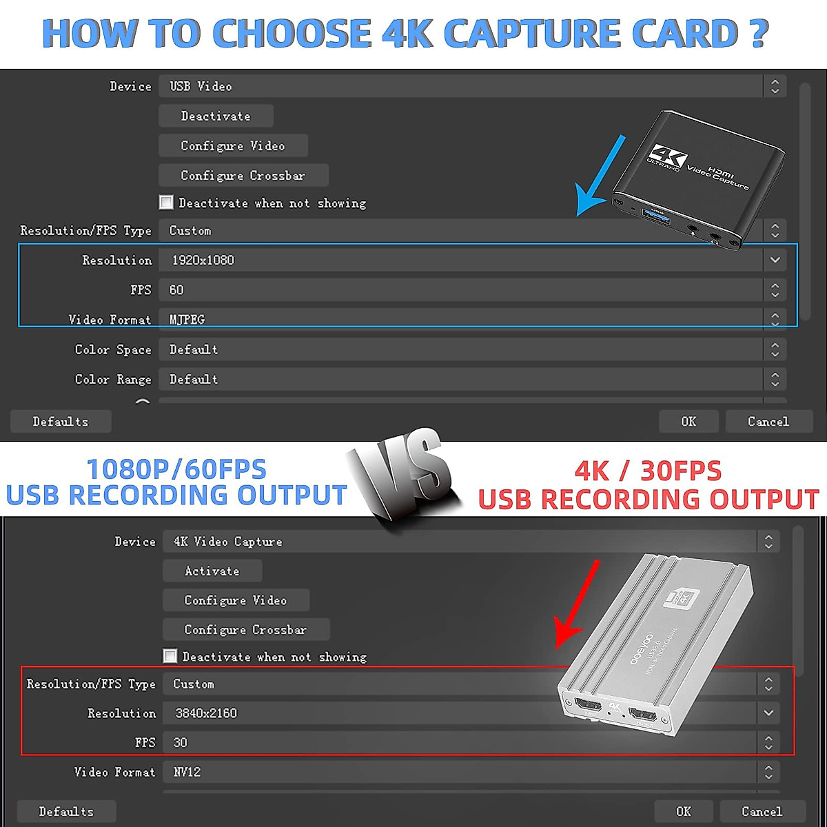 Gaming Video Capture Card 4K/2K/1080P 120 FPS & HDR Passthrough, NV12 Near-Zero Latency, Certified for OBS, USB 3.0, Plug & Play, Record & Stream with PC, PS5, PS4,Xbox, Switch
