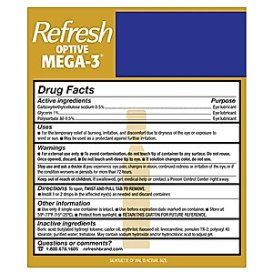 Refresh Optive MEGA-3 Lubricant Eye Drops Preservative-Free Artificial Tears, 0.01 fl oz (0.4 mL), 60 Single-Use Containers