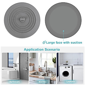 4 Pack Tub Stoppers Drain Cover Plug Hair Catcher Shower Drain Bathtub Sink Stopper Strainer, Silicone Flat Suction Cover for Bathroom Kitchen and Laundry