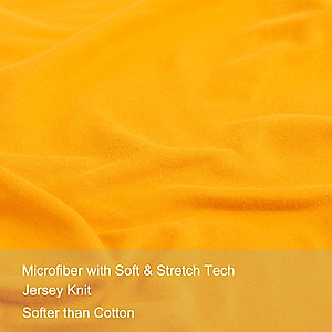 2-Pack Stretch Pillow Cases - Jersey Knit & Envelope Closure Pillowcases with Ultra Soft T-Shirt Like Polyester Blend - Suitable for Queen or Standard Size Set of 2, Yellow