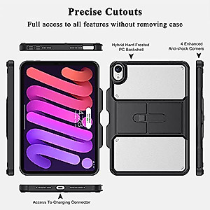 Soke New iPad Mini 6th Generation 2021 Case with Pencil Holder-[Full-Body Protection + 2nd Gen Apple Pencil Charging +Two Viewing Angles],Translucent Frosted Back Cover for iPad Mini 6 8.3 Inch(Black)