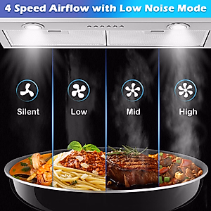 ONEEON 30" Range Hood Insert - 500 CFM Stainless Steel Built-in Kitchen Vent w/ 4-Speed Exhaust Fan, Dishwasher-Safe Baffle Filters, LED Lights & 3-Min Delayed Shutdown