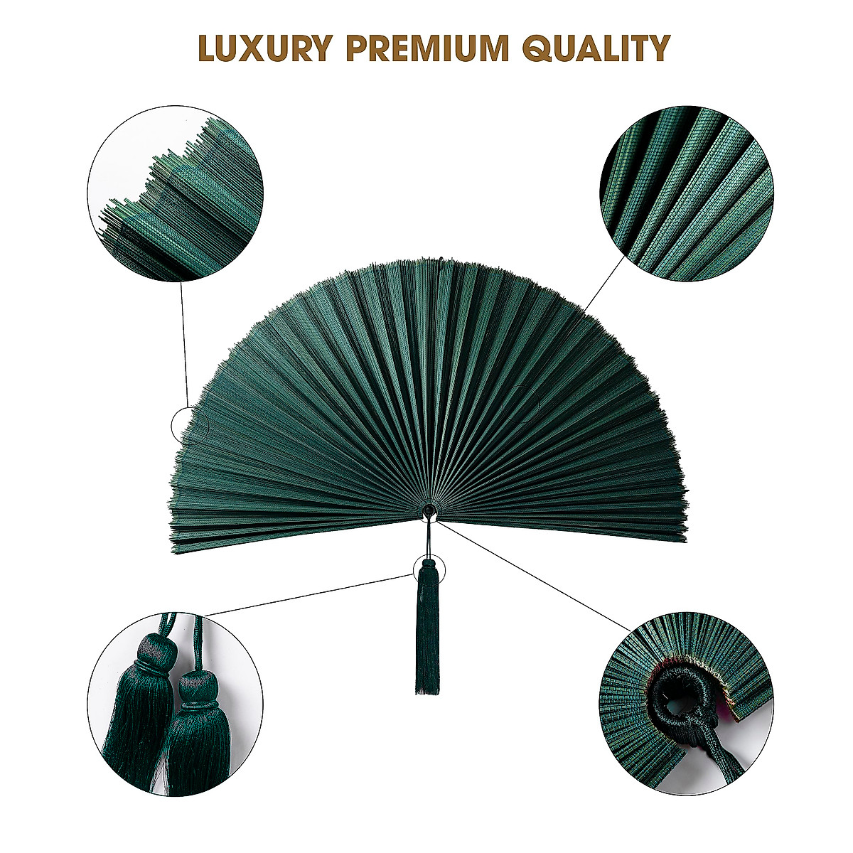 KOLWOVEN Rustic Fan - Bedroom Wall Decor Above Bed -Giant Bamboo Fan - Over Bed Wall Decor- Beautiful Wall Art for Apartment, Room, Home Decoration (Extra Large 47''x24'', Dark Teal)