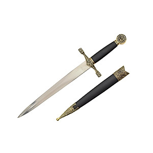 Wuu Jau Co H-5933-GD Excalibur Medieval Dagger with Dragon Engraved Pommel, 15.5"