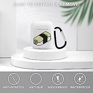 Cute Egg Sushi Silicone AirPods Case Protective Cover Compatible with AirPods 2 & 1 with Keychain