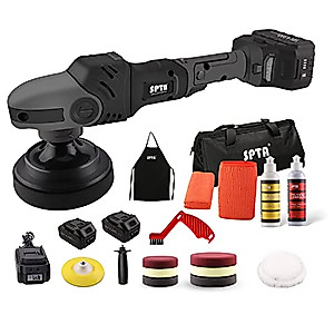 SPTA Buffer Polisher, 780W 5Inch & 6Inch Dual Action Random Orbital Car Polisher, 41pcs Car Detailing Kit with Polishing Pads, Sanding Papers, Wool Pads, Tool Bag for Car Polishing and Waxing