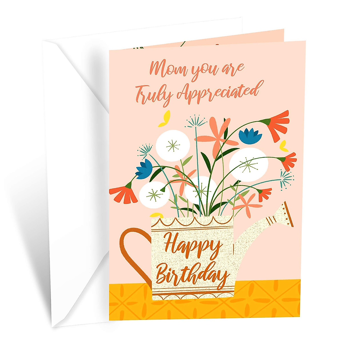 Prime Greetings Happy Birthday Card For Mom, Made in America, Eco-Friendly, Thick Card Stock with Premium Envelope 5in x 7.75in, Packaged in Protective Mailer