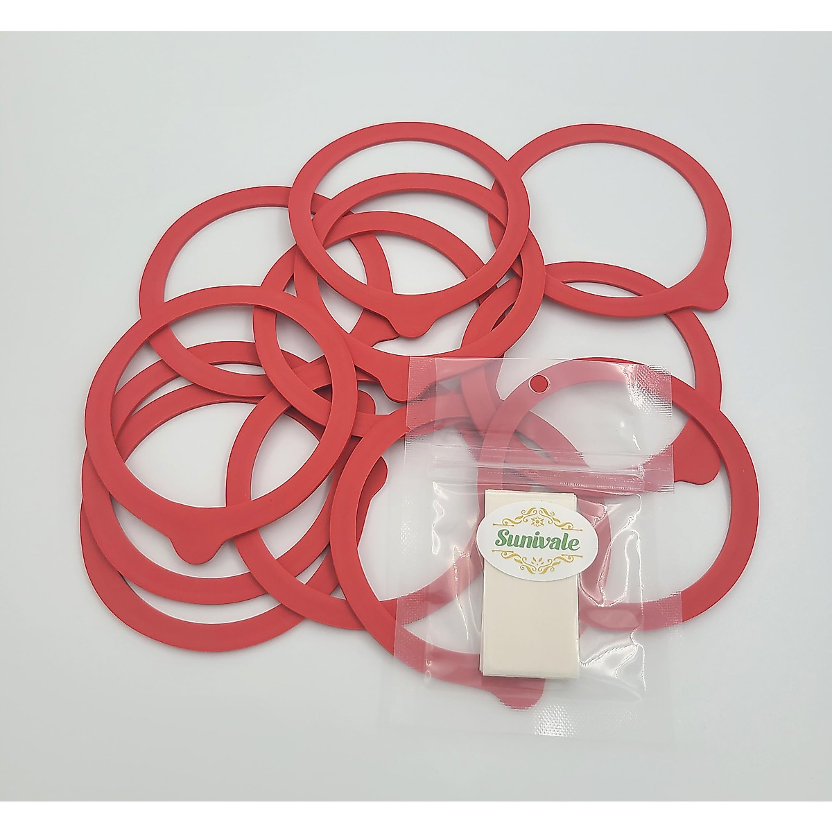 Canning Jar Seal Bundle Includes 24 Regular and 24 Wide Mouth Viceroy Jar Rubbers With Tab and 48 Dissolvable Sunivale Jar Labels Replacement Jar Seals for Old Style Canning Jars Natural Rubber Rings