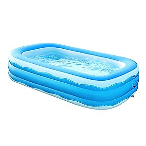 Inflatable Swimming Pool, Rectangle Above Ground Family Blow Up Pool, Swimming Pool for Kiddie Adults, Large Full-Sized Thickened Plastic Pool for Garden Backyard Outdoor (92 inx 56inx 20in)