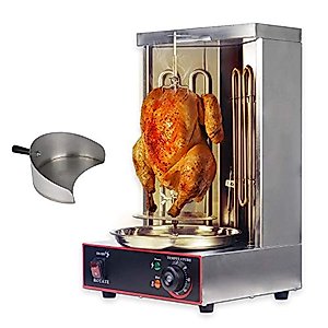 NJTFHU Electric Shawarma Machine Home Vertical Rotisserie 110V Gyro Broiler with 2 Heating Tubes Meat Catcher for Home,Outdoor,Garden Rotisserie