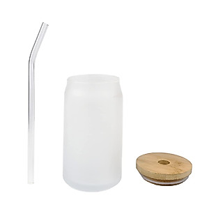 MELDIKISO 48pcs 16oz Glass Can Cups, Sublimation Blank, Frosted Bottle Bulk with Glass Straw & Bamboo Lid, Beer Coffee Drinking Bottle Set Wholesale