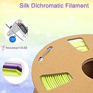 DD Silk PLA Filament Multicolor, 3D Printer Filament Two-Color PLA Filament 1.75mm +/- 0.03mm Bicolor Change 3D Printing Filament Spool/3.52lbs Silk Dichromatic 3D PLA Consumables Fit Most FDM Printer