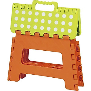 AZUMAYA BLC-312OR Cluster Stool, Folding Step Stool, Large, Orange