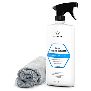TriNova Granite Cleaner and Polish for Daily Use - Enhances Shine and goes on Streakless - for Countertops, Marble, Stone, Bathroom Tile Kitchen, Islands and More