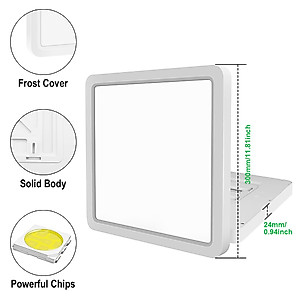 12 inch Square LED Ceiling Light, 3200LM 24W 5000K Daylight Super Bright Ceiling Lights, White Flush Mount LED Lamp, Recessed Lighting fixtures for Kitchen Bathroom Bedroom Hallway Office Garage