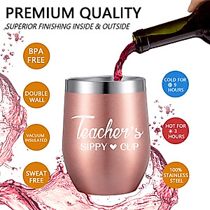2 Pack Gifts for Teacher Funny Teacher Appreciation Gifts, Teacher’s Sippy Cup Personalized Year End Graduation Birthday Gifts for Teachers, 12 oz Insulated Wine Tumbler