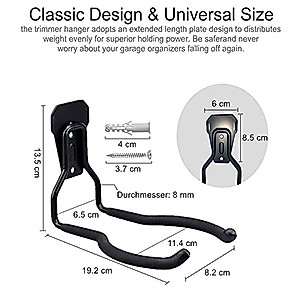 String Trimmer Hanger Bracket, Garden Lawn Trimmer Wall Mount, Falezern 1 Pcs Heavy Duty Weed Eater Rack For Garage. Garden Tool Organizer and Storage Hooks for Garage Trimmer, Garden Wall, Tool Room.