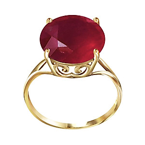 Galaxy Gold GG 14k Solid Gold Ring 12.0 mm Round Ruby (Yellow-Gold, 7.5)