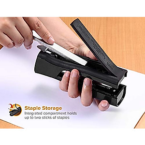 Bostitch Office Bostitch Dynamo Stand-Up Stapler with Built-in Pencil Sharpener, Includes 210 Staples, Staple Remover and Staple Storage, Black