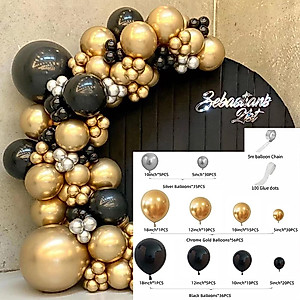 Black Gold Silver party Balloons 127 pcs Black gold silver balloons for Birthday Graduation Party Supplies for Birthday Party Baby Shower Wedding Graduation Class