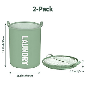 Consmos 6 Sets - 12 Pieces Collapsible Laundry Basket, Large Laundry Hamper with Handle, Freestanding Laundry Baskets Dirty Clothes Basket for Bedroom, Bathroom, Green, Dark Blue and Haze Blue