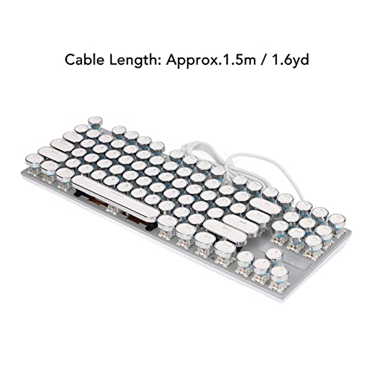 USB Wired Mechanical Keyboard, 87 Keys Full Size Compact Keyboards, Waterproof Gaming Keyboard with 26 RGB Color Backlights for Desktop PC and Laptop, Full Key No Collision (White Electroplating Punk)