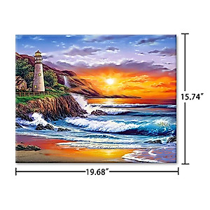 VIGEIYA DIY Paint by Numbers for Adults Include Framed Canvas and Wooden Easel with Brushes and Acrylic Pigment Mother's Day Gift 16x20inch (Sunset)