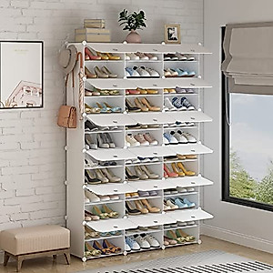 MAGINELS 72 Pair Shoe Rack Organizer Shoe Organizer Expandable Shoe Storage Cabinet Free Standing Stackable Space Saving Shoe Rack for Entryway, Hallway and Closet, White