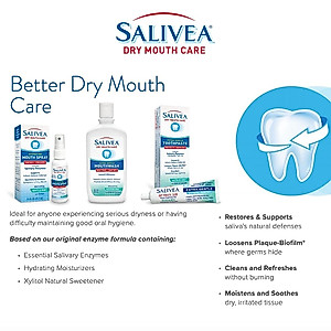 SALIVEA Extra Gentle Dry Mouth Spray - Soothing Mint Mouth Spray with Salivary Enzymes - Moisturizing Mouth Spray to Aid Dry Mouth - Supports Saliva's Natural Defenses - 250 Pumps (1.5oz Bottle)