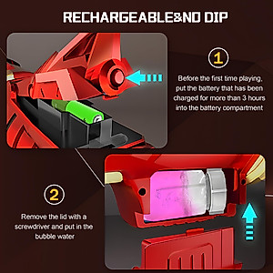 ROHSCE Bubble Machine Gun, Automatic Bubble Blaster for Toddlers Kids Ages 5 6 7 8 9 10 11 12 Year Old, Great Gifts for Children Adult, Bubble Shooter with Led Lights for Outdoor Party, Bubble Blower