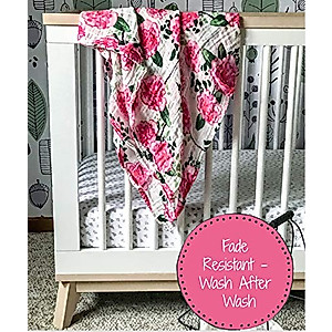 LollyBanks Swaddle Blanket | 100% Muslin Cotton | Newborn and Baby Nursery Essentials for Girls, Registry | Flamingo and Flower 3 Pack