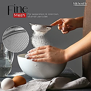 Kitchenitte Set of 4 Fine Mesh Strainer - Sieve Fine Mesh Stainless Steel Strainers - 2.2", 2.8", 4.7", and 7.1" Sizes - Ultra Durable Sieve, Kitchen Strainer Set for Sifting, Straining, Draining
