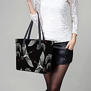 Womens Handbag Bird Crane Leather Tote Bag Top Handle Satchel Bags For Lady