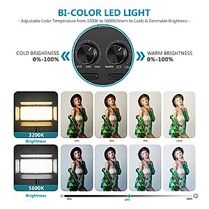 Neewer Professional 1904 LED Video Light with APP Intelligent Control System, Dimmable Bi-Color 3200K-5600K Photography Lighting Kit for YouTube Studio Video Lighting with LCD Screen, Metal Shell