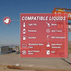 TERA PUMP [10 Ft XL Discharge Hose] Battery Powered Fuel Transfer Pump (2.4 Gal/Min) with Locking Lever Control Nozzle