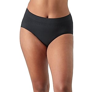 Bali Women's Comfort Revolution Modern Seamless Brief Underwear, 4-Way Stretch Panties, Black, 8