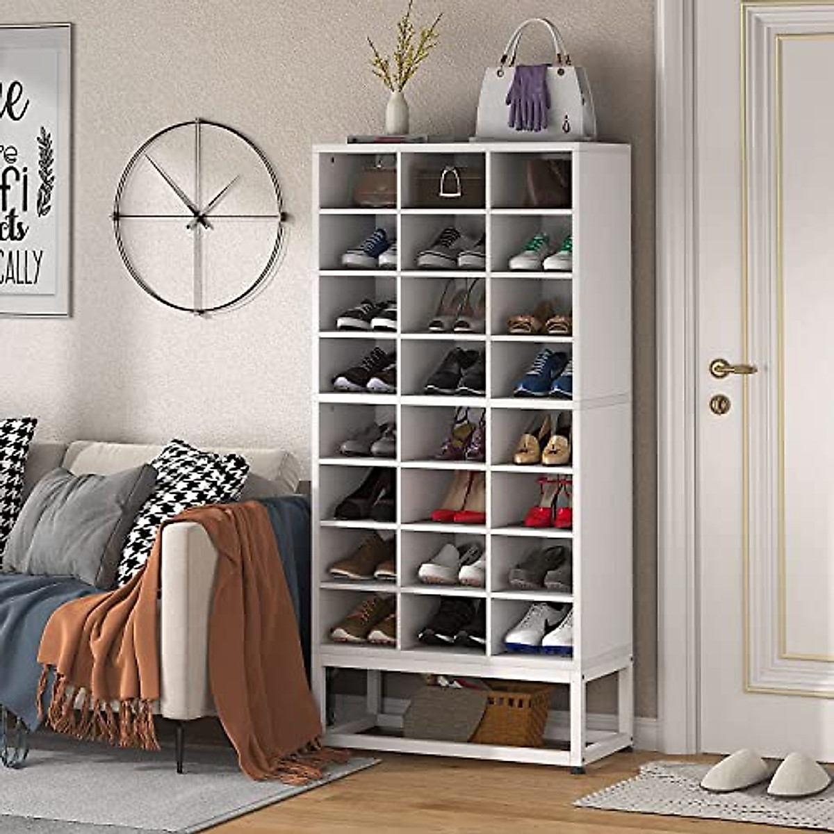 Tribesigns Shoe Storage Cabinet, 24 Pair Cubby Shoe Rack Organizer with Adjustable Shelves, 8-Tier Entryway Shoe Storage Closet Shoe Organizer for Living Room, Bedroom, Mudroom