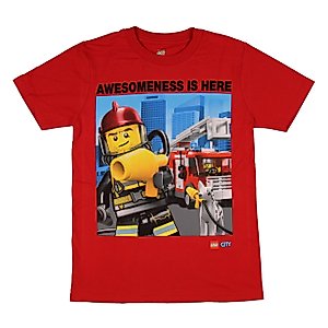 Lego City Boy's Awesomeness Is Here Fire Rescue T-Shirt, X-Large