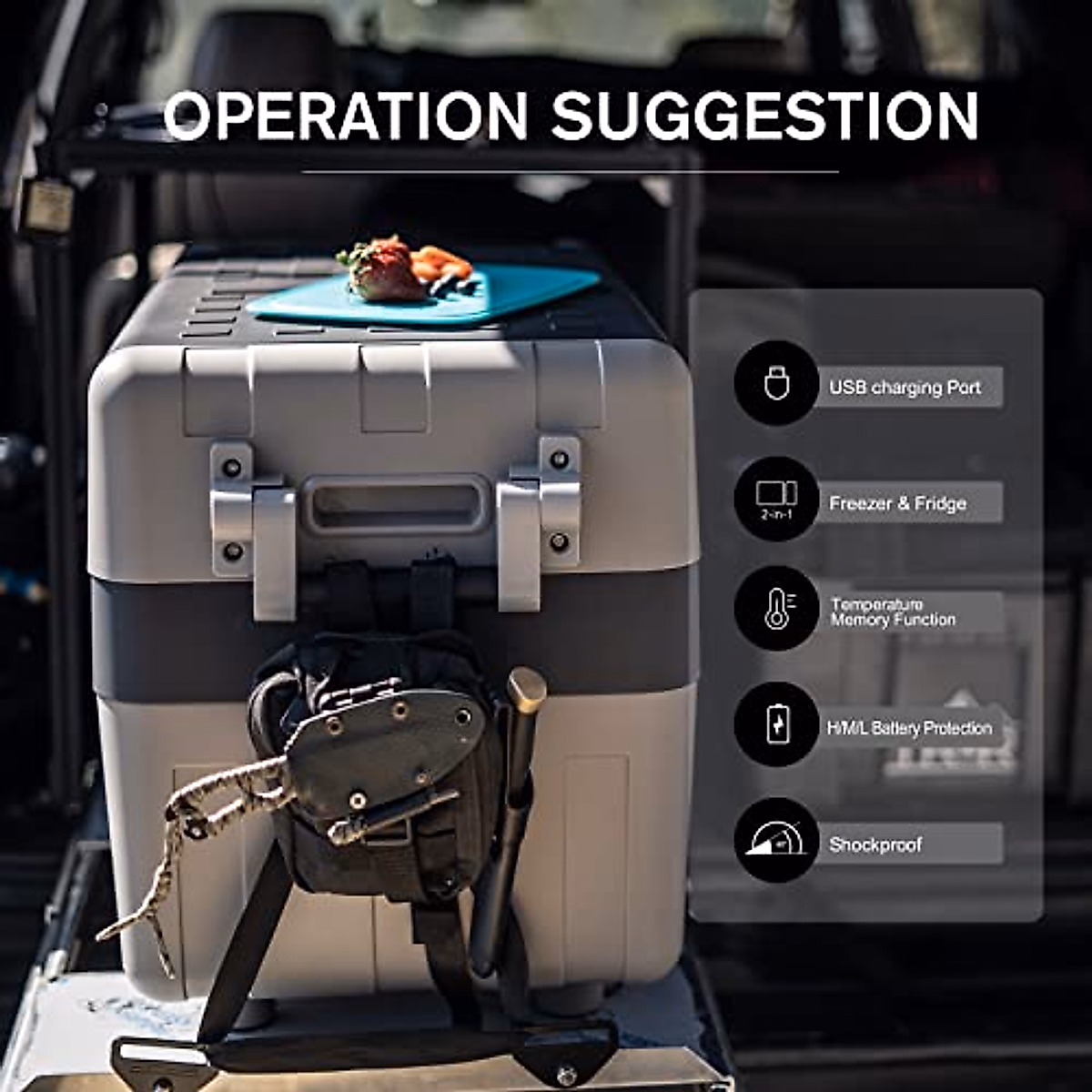 CHANGE MOORE Electric Coolers for Camping, 53-Quart(50L) Freezer/Refrigerator, Heavy-duty Car Cooler, Quickly Cool Down(-7.6℉~50℉) Fridge, 12 Volt Portable Compressor for Camping, RV Travel