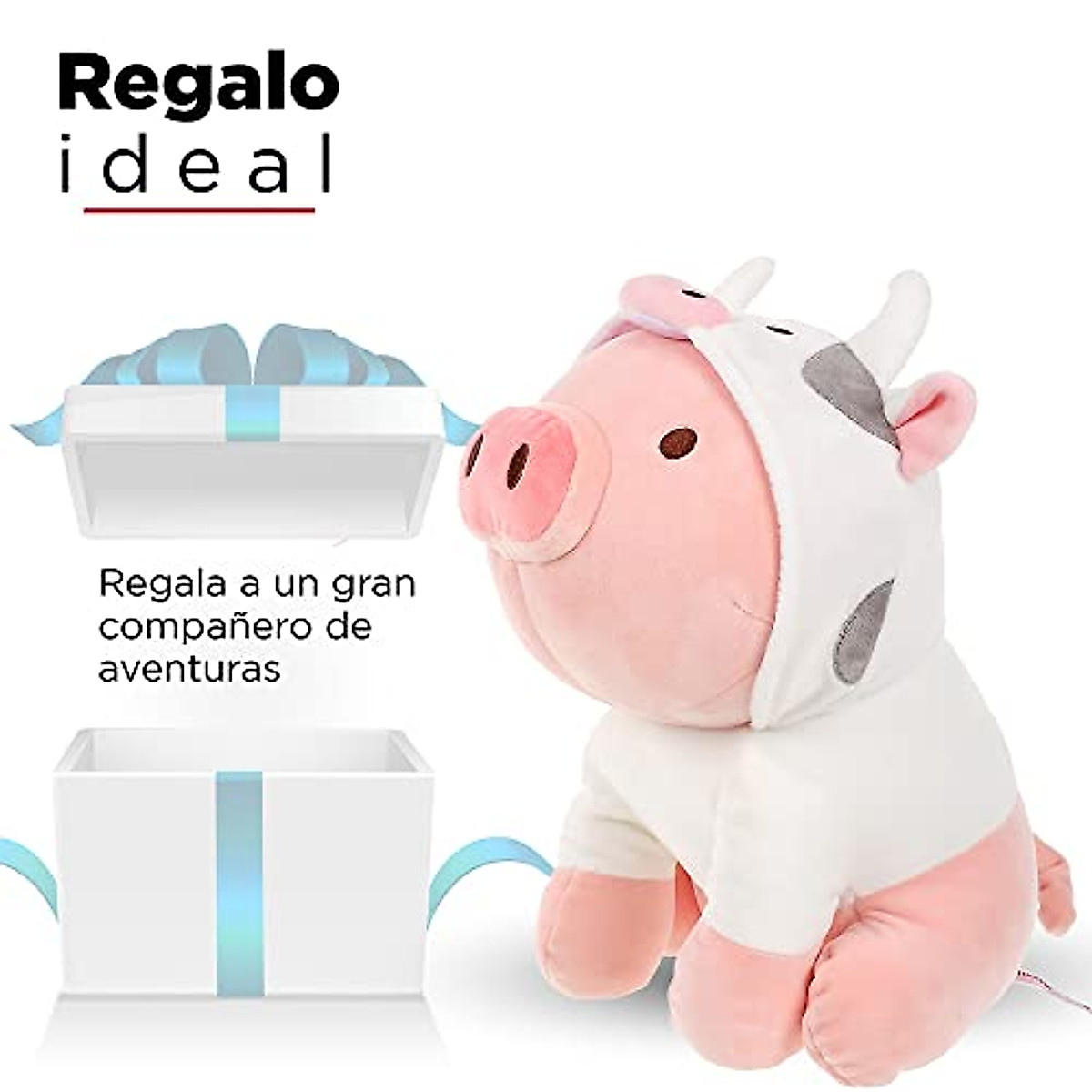 MINISO 12'' Sitting Piglet Stuffed Animals Kawaii Plush, Pig Cute Soft Plushies Body Pillow, Piglet Plush Throw Pillow Doll Plush Toys Gift for Valentine's Day Christmas(Cow Hoodie)