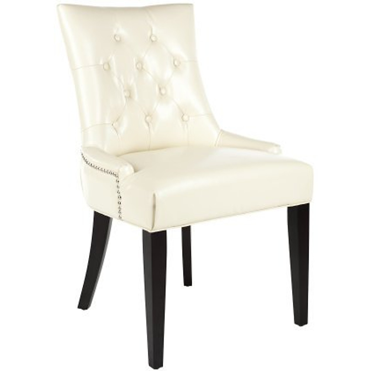 Safavieh Mercer Collection Heather Cream Leather Nailhead Dining Chair, Set of 2