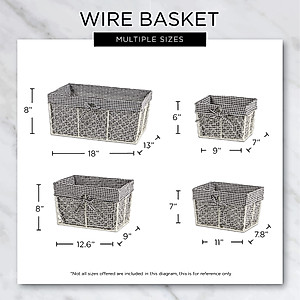 DII Farmhouse Chicken Wire Egg Basket, Storage Baskets with Liner, Denim, 16x12x7.88"