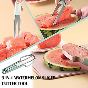 LP&MA-Watermelon Cutter Slicer, 3-in-1 Watermelon Cutter Slicer Tool, Stainless Steel Watermelon Popsicle Cutter Watermelon Fork Slicer Cutter Melon Cutter Watermelon Knife Fruit Cutter