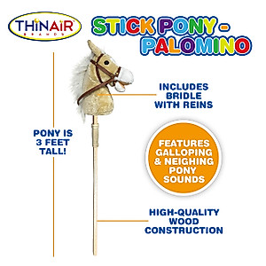 Nature Bound Stick Horse | Plush Handcrafted Hobby Horse Provides Fun Pretend Play for Toddlers & Preschoolers | Handsewn Head, Sturdy Wood Stick, Plus Neighing & Clip-Clop Sounds