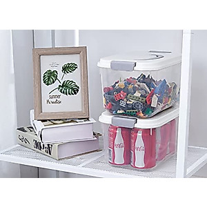 ZHENFAN 5.5 Quart Clear Storage Latch Box/Bin with Lids, 4-Pack Plastic Organize Bins with Handle, 5 Liter