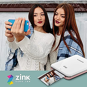 Canon IVY Mini Printer + 60 Sheets of ZINK Photo Paper Sticker (Incl 10 Bonus), Bluetooth Portable Mobile Pocket Compact Printer for Instant Print from Your Smartphone + Hard Carrying Case - Rose Gold