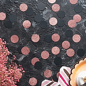 Rose Gold Glitter and Black Confetti Table Decoration for Valentine's Day Bachelor Birthday Engagement Theme Party,1.2 inch in Diameter,200 Counts