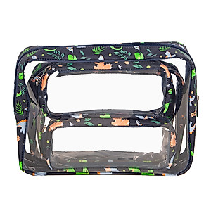 Remobia Hicol TSA Approved 5-Piece Diaper Bag Organizer Pouch Set Clear Waterproof TPU Kids Toiletry Storage Set Travel Packing Clutch Cube Bags for Baby Nursing(Dinosour)