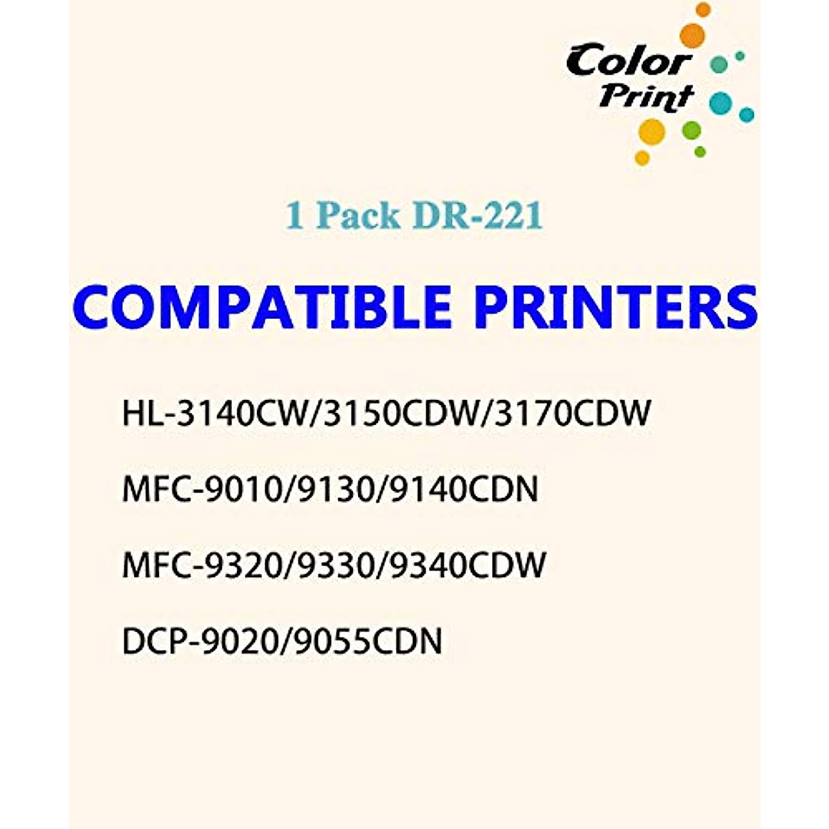 1-Pack Compatible DR-221CL Drum Unit Replacement for Brother DR221CL DR-221 DR221 Imaging Used for TN221 Toner HL-3140cw HL-3170cdw HL-3180CDW MFC-9130cw MFC-9330cdw MFC-9340cdw DCP-9020CDN Printer