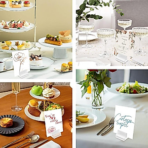 24 PCS Acrylic Name Card Stands Clear Name Card Stands, riangle Playing Card Holders, Small Card Clips, Display Stand,Game Piece Holders Board for Cards, Photos, Memos, Pictures Display﻿ (Transparent)